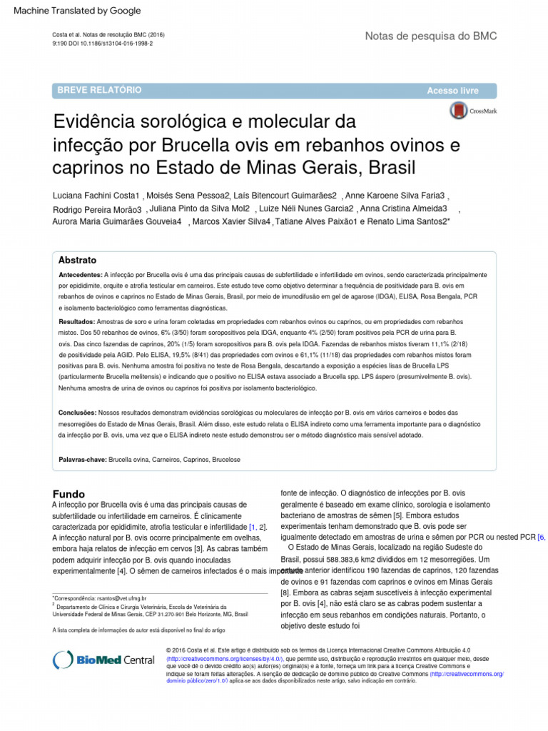 Serologic And Molecular Evidence Of Brucella Ovis Infection In Ovine And Caprine Flocks In The