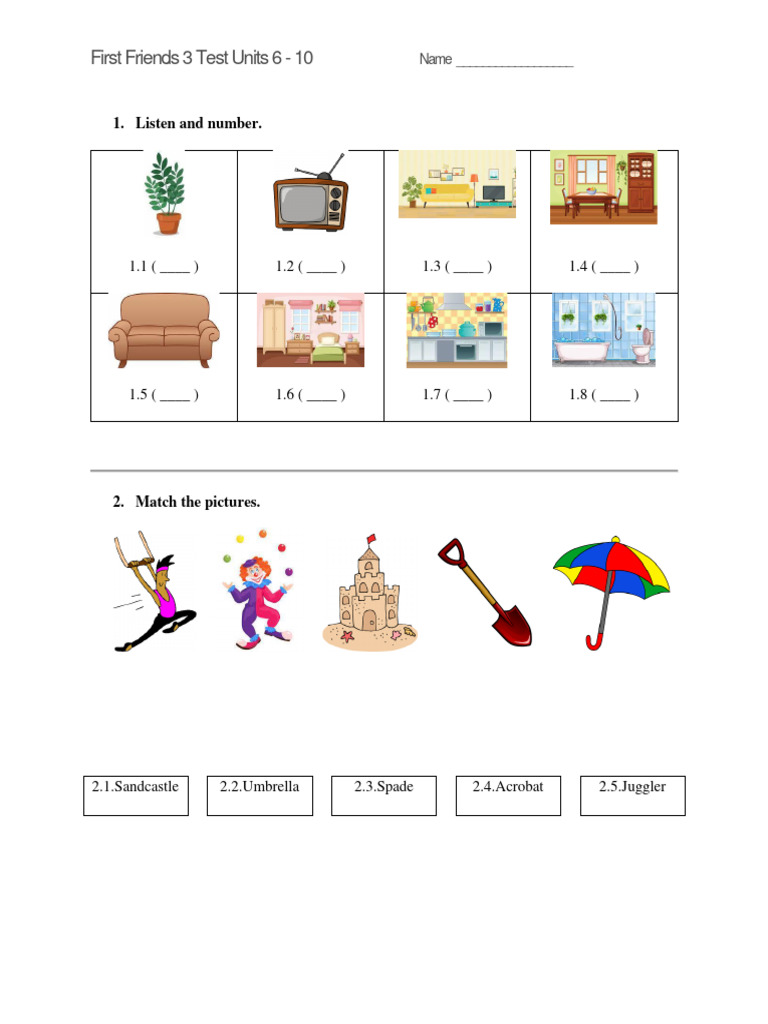First Friends 3 Units 6-10 Test | PDF