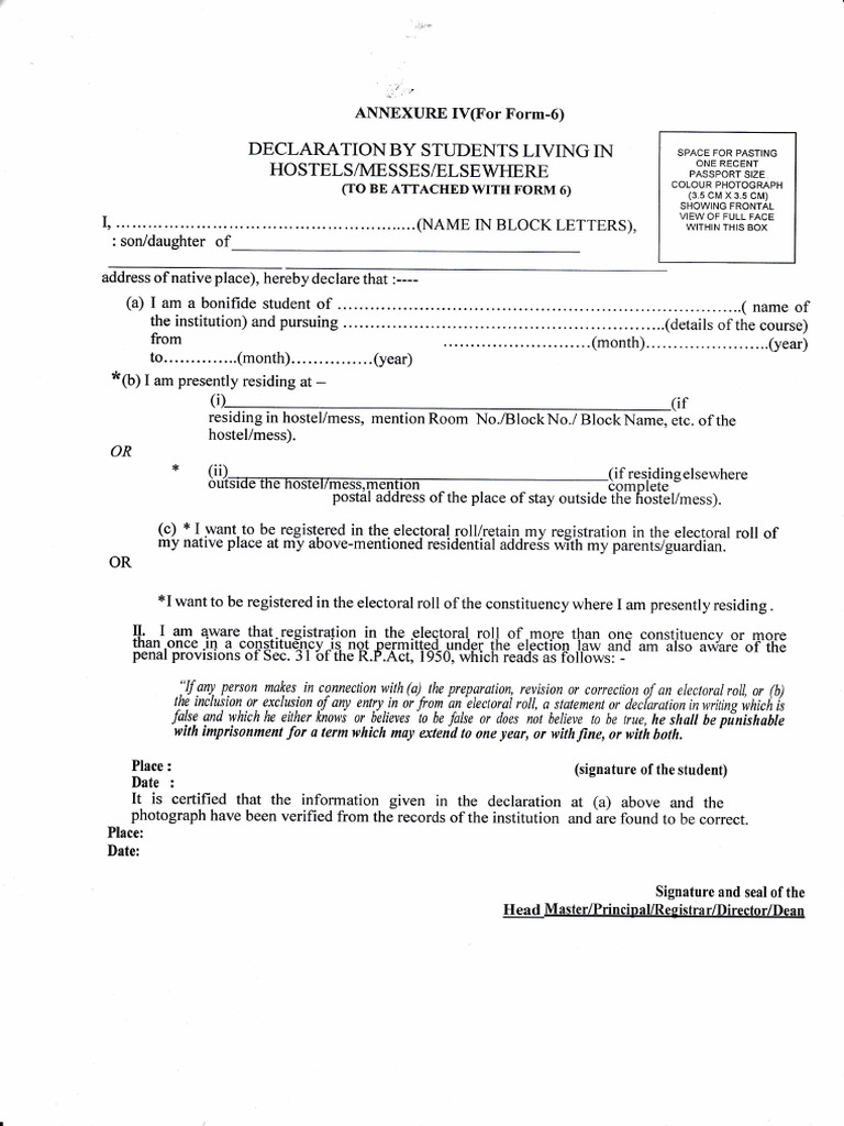 CEOWB 636294294577415729 Students Declaration | PDF | Political Law | Voter Registration