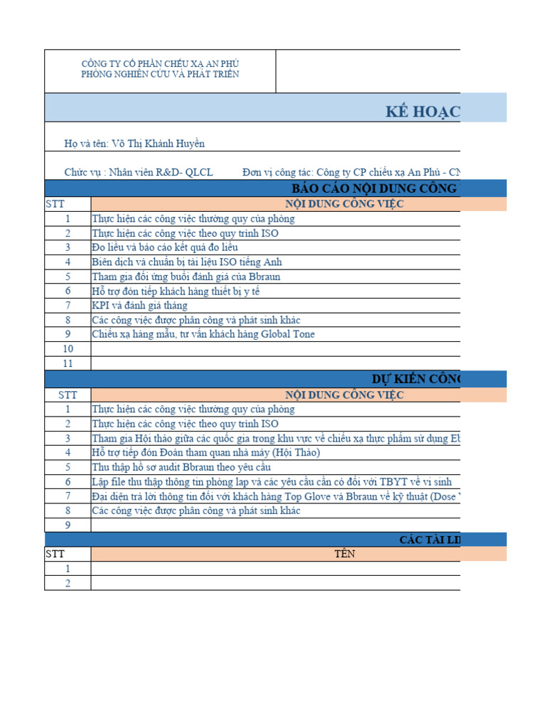 Ke Hoach Cong Viec Theo Tuan - Thang 11 | PDF