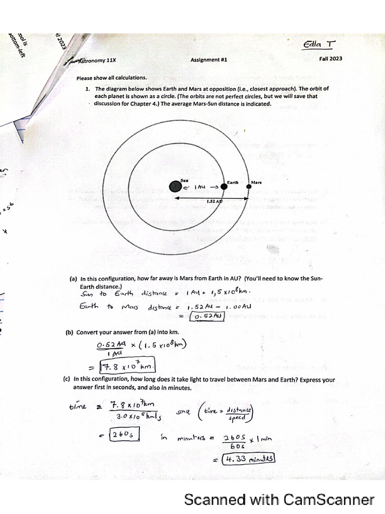 Astronomy Assignment 1 | PDF