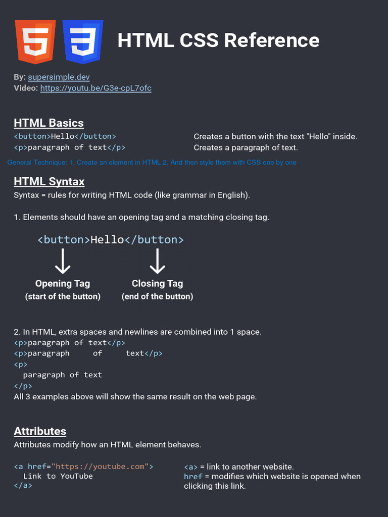HTML Css Notes | Download Free PDF | Html Element | Html