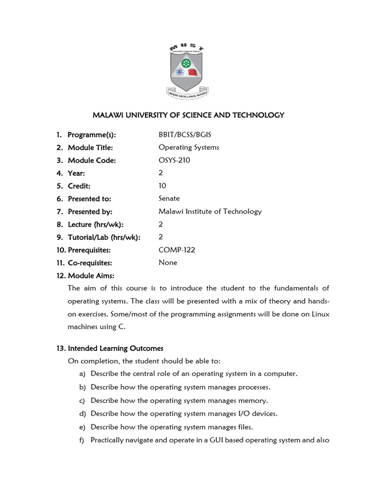 Operating Systems Course Overview | PDF | Operating System | Scheduling (Computing)