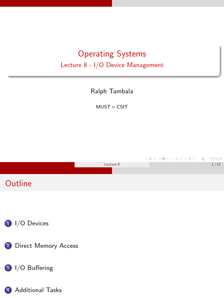Os - Lecture - 08 - Io Device MNGNT | PDF | Input/Output | Operating System