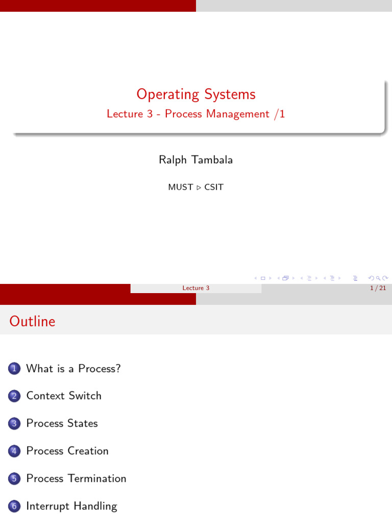 Os - Lecture - 03 - Process MNGNT 1 | PDF | Process (Computing) | Scheduling (Computing)