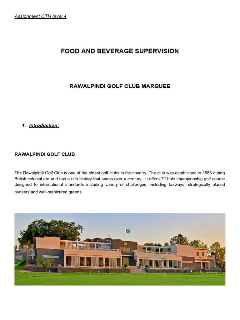Rawlpindi Golf Club Marquee Assignment | PDF | Golf Course | Shelf Life