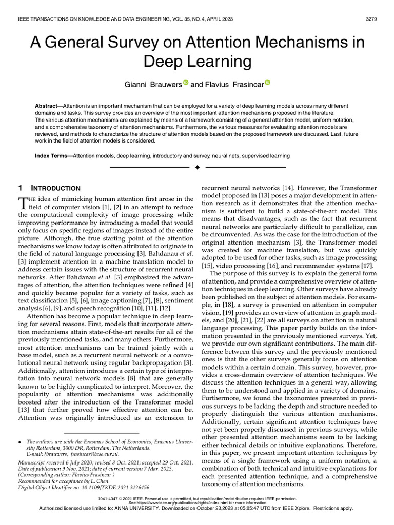 A General Survey On Attention Mechanisms in Deep Learning | PDF ... A General Survey On Attention Mechanisms in Deep Learning | PDF ...