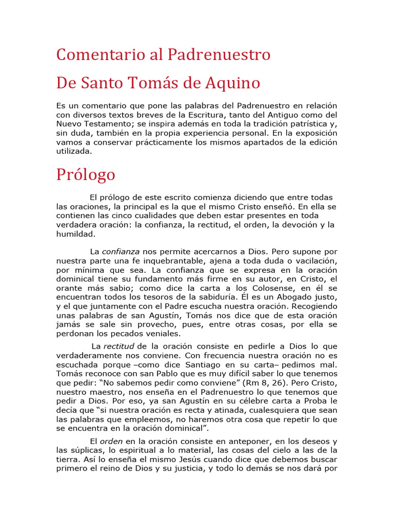 Comentario PN STA (Padre Nuestro Santo Tomas) | PDF | orador del Señor ... Comentario PN STA (Padre Nuestro Santo Tomas) | PDF | orador del Señor ...