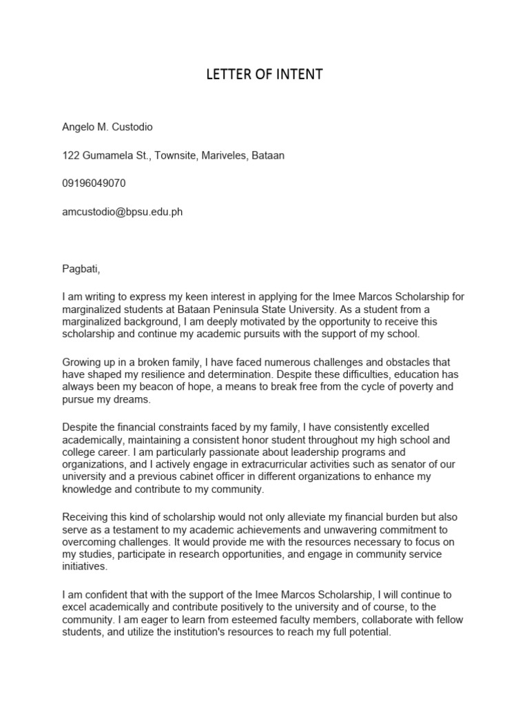 Letter of Intent | PDF