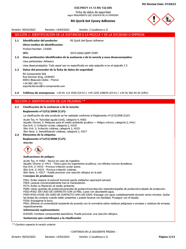 Hoja de Seguridad de Pegamento | PDF | Toxicología | Toxicidad