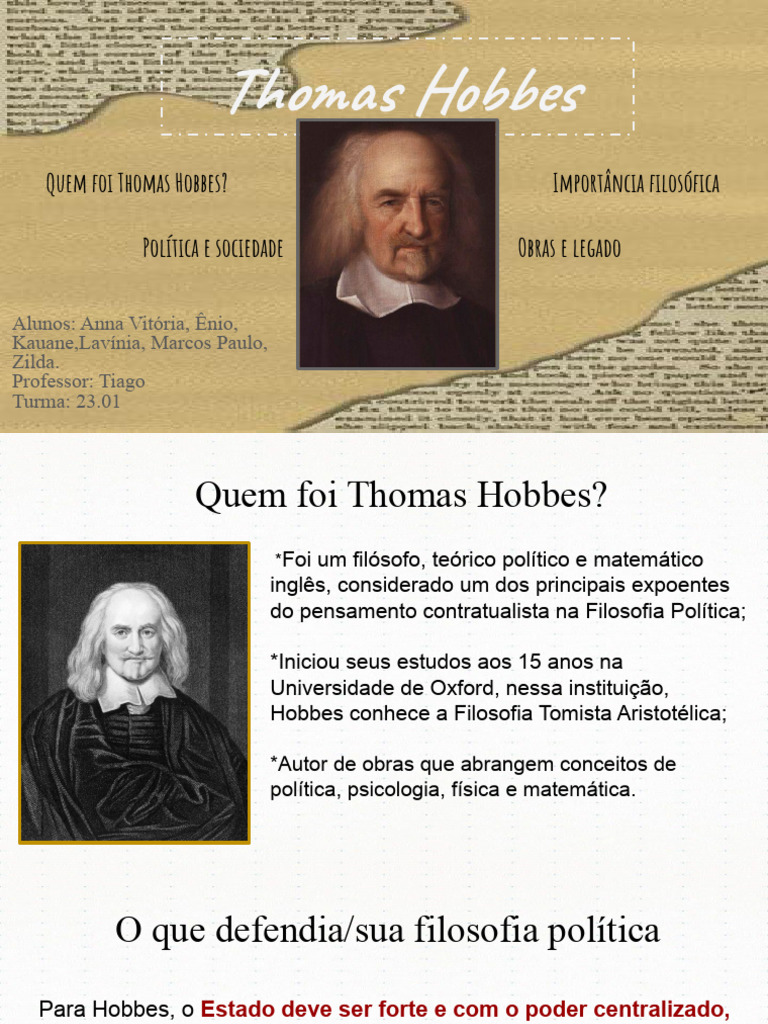 ThomasHobbes - Filosofia | PDF | Thomas hobbes | Contrato social