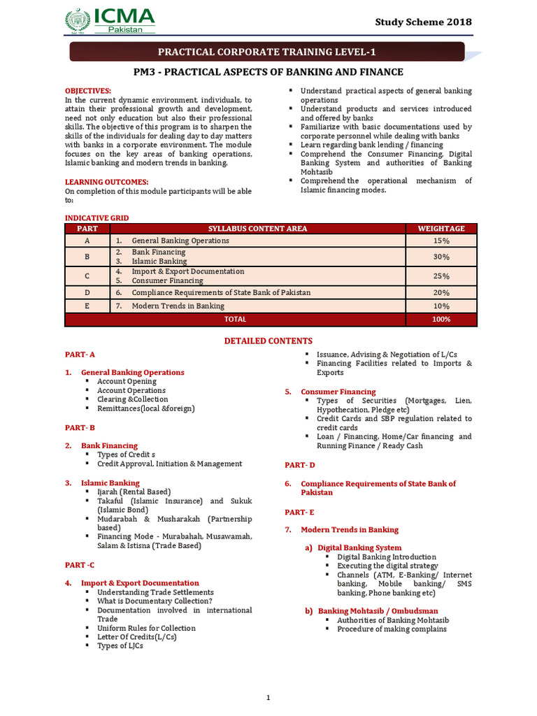 ICMA Study Scheme 2025 Overview | PDF | Banks | Islamic Banking And Finance