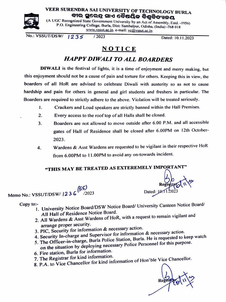 Diwali Celebration Guidelines for Boarders | PDF