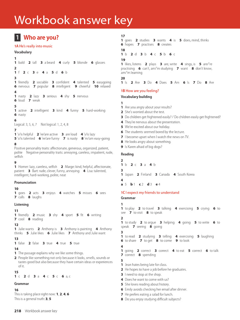 Pers Bre Pre-Int Workbook Answer Key | PDF | Schools | Classroom
