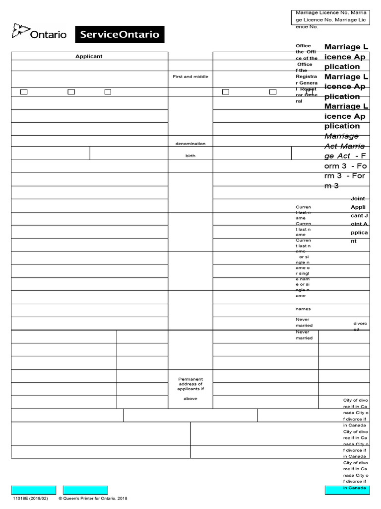 Marriage Licence Application Ontario | PDF | Government | Printing