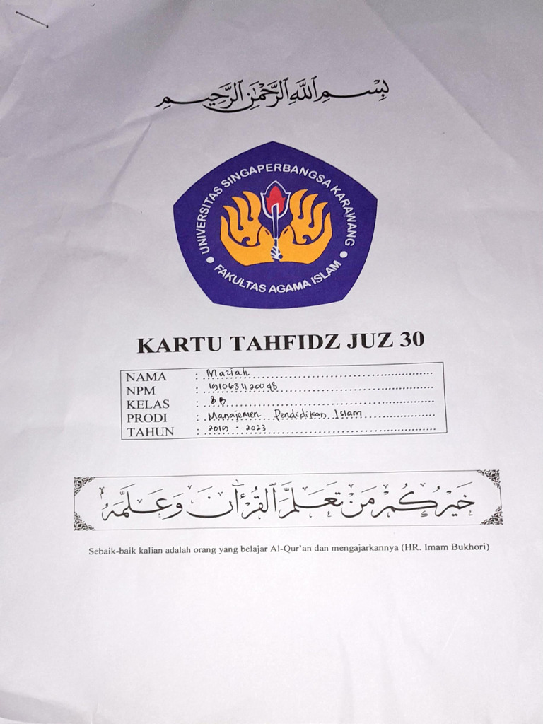 Kartu Tahfidz | PDF