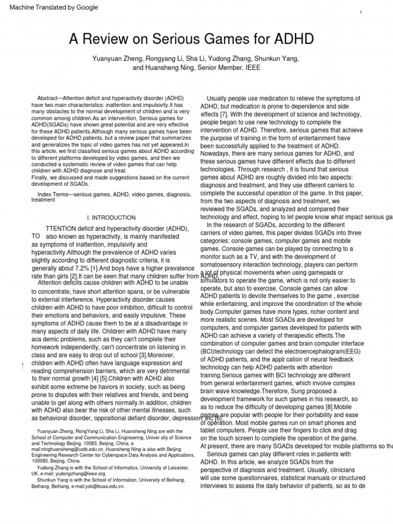 A Review On Serious Games For ADHD | PDF | Attention Deficit Hyperactivity Disorder ...
