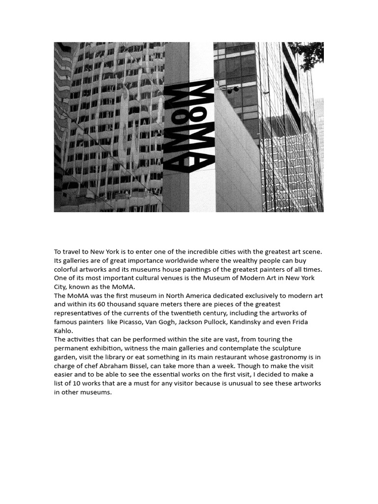 The Ten Essential Artworks at MOMA New York 2 | PDF | Paintings | Pablo ...