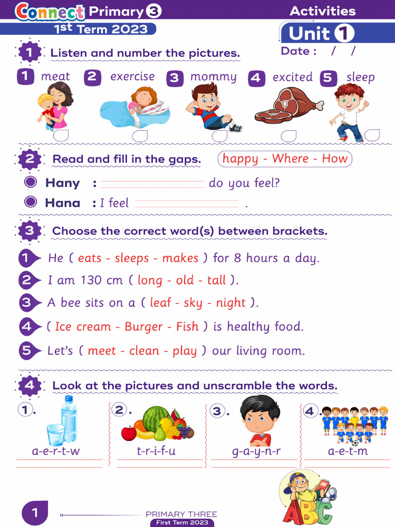 Primary Three First Term Activities | PDF