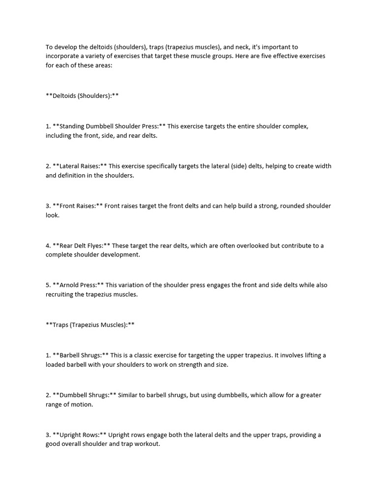 Traps, Delts & Neck | PDF | Physical Exercise | Weight Training