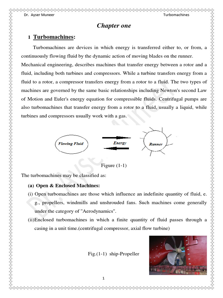 Chapter One Trbu Machine | PDF | Turbomachinery | Turbine