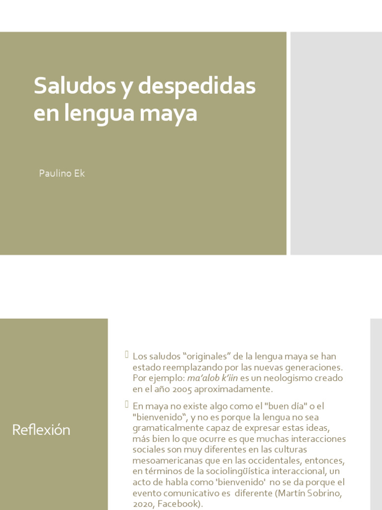 Saludos y Despedidas en Lengua Maya | PDF | Artes del Lenguaje y ...