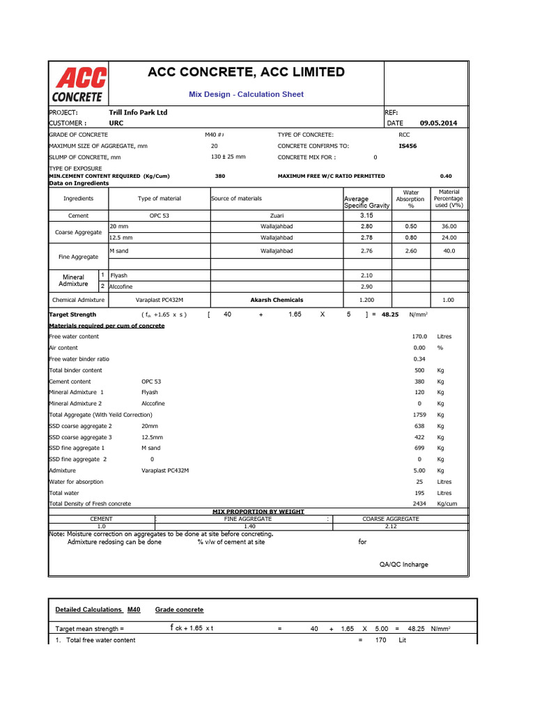 Standard Deviation Calculation Sheet | PDF | Concrete | Construction ...