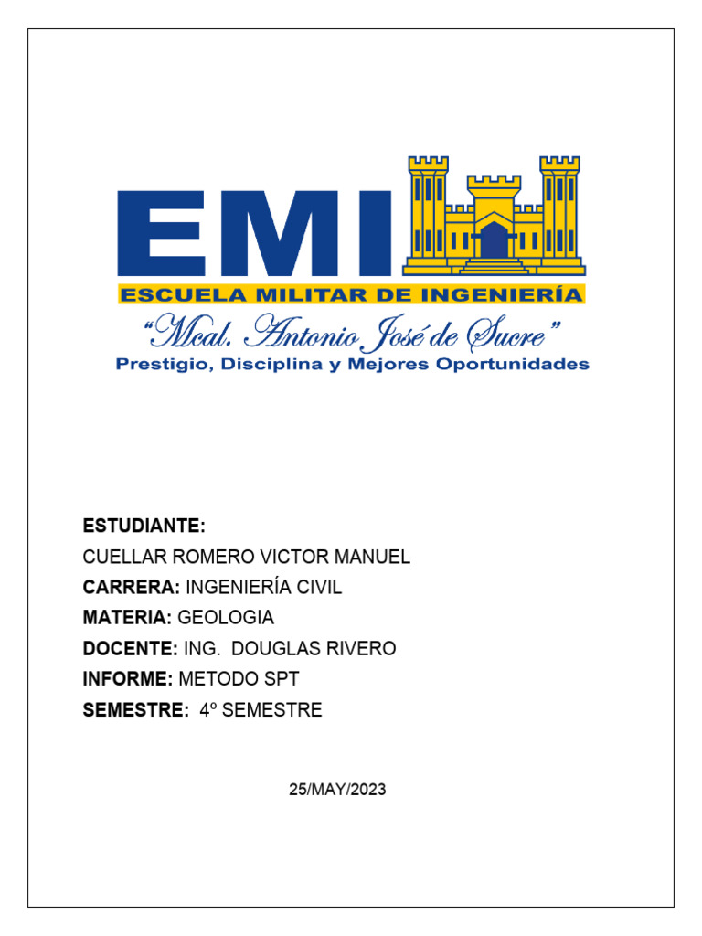 Informe sobre el Método SPT en Geología | PDF | Ingeniero civil