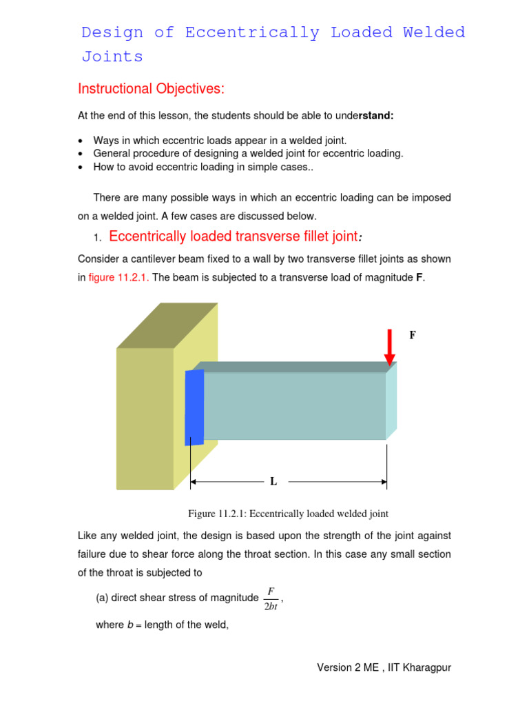 Design of Eccentrically Loaded Welded | PDF | Stress (Mechanics) | Bending