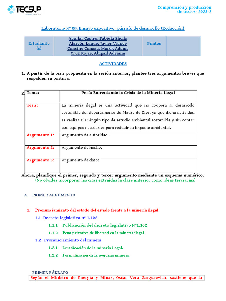 L9 - ENSAYO EXPOSITIVO - Párrafo de Desarrollo (Redacción) - 1 | PDF ... L9 - ENSAYO EXPOSITIVO - Párrafo de Desarrollo (Redacción) - 1 | PDF ...