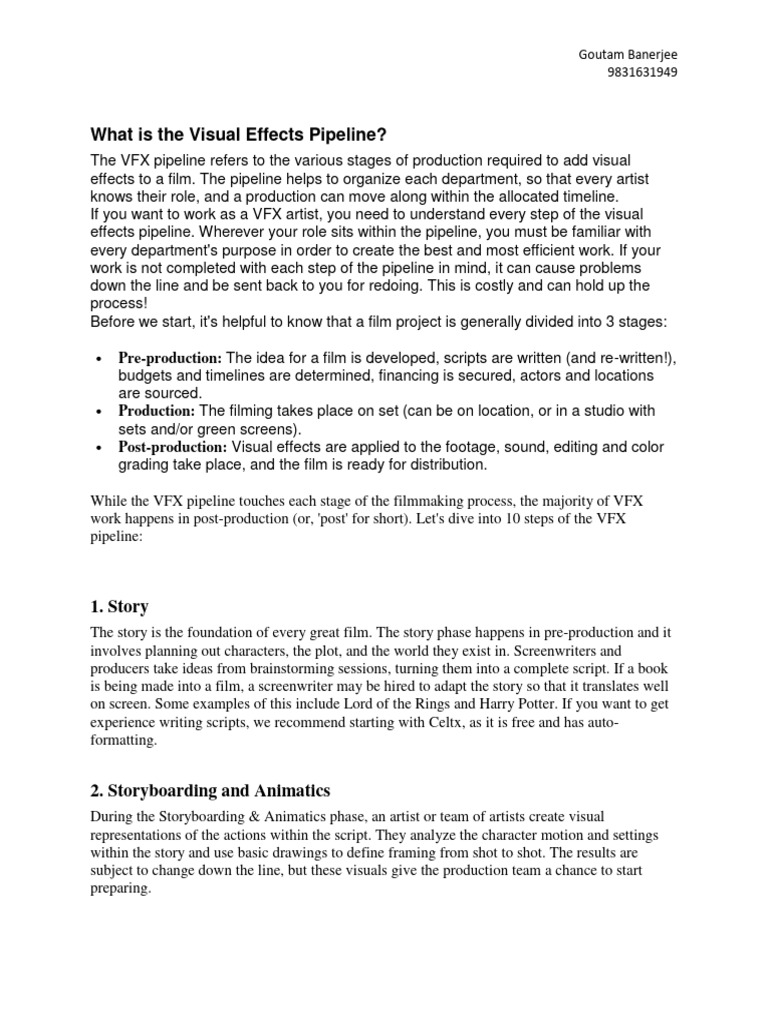 Visual Effects Pipeline - VFX | PDF | 3 D Computer Graphics | 3 D Modeling