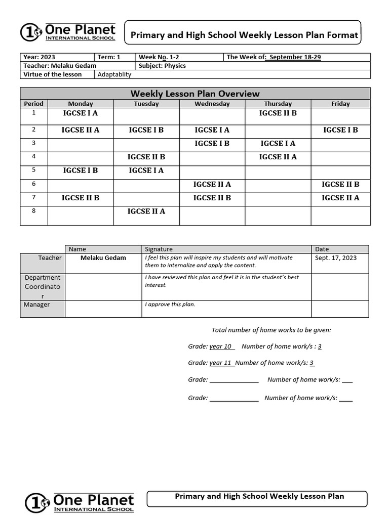 Physics Weekly Lesson Plan Year 10 | PDF | Inquiry Based Learning | Measurement