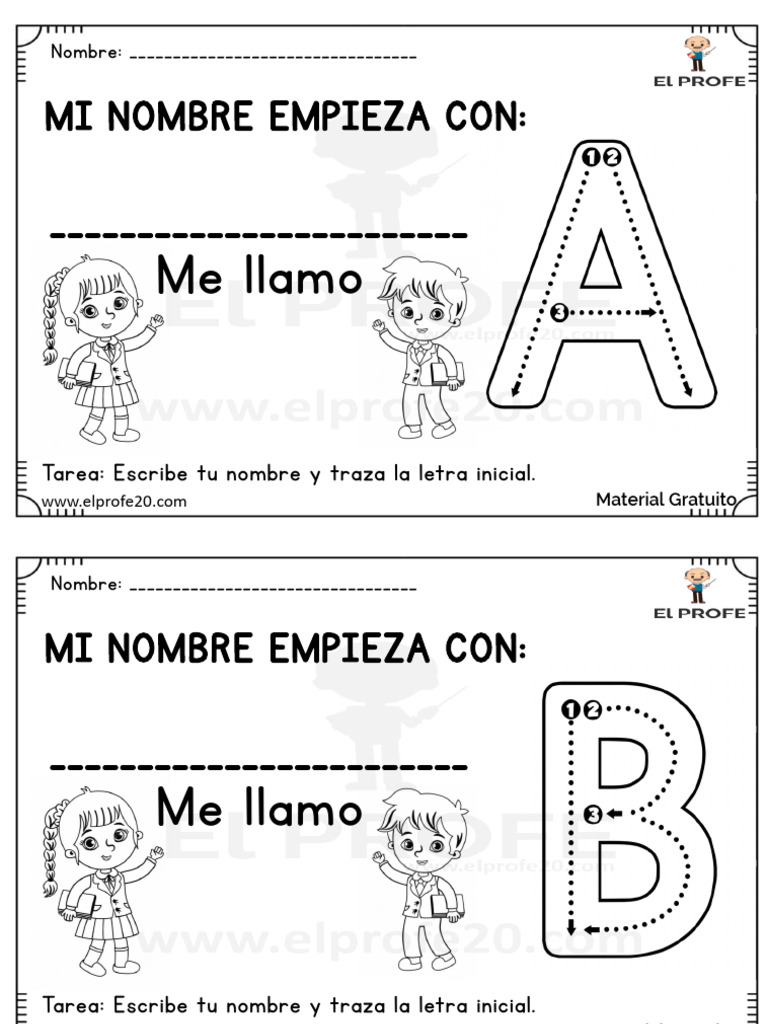Ficha para Trabajar Mi Nombre y Su Letra Inicial Elprofe20 | PDF ...