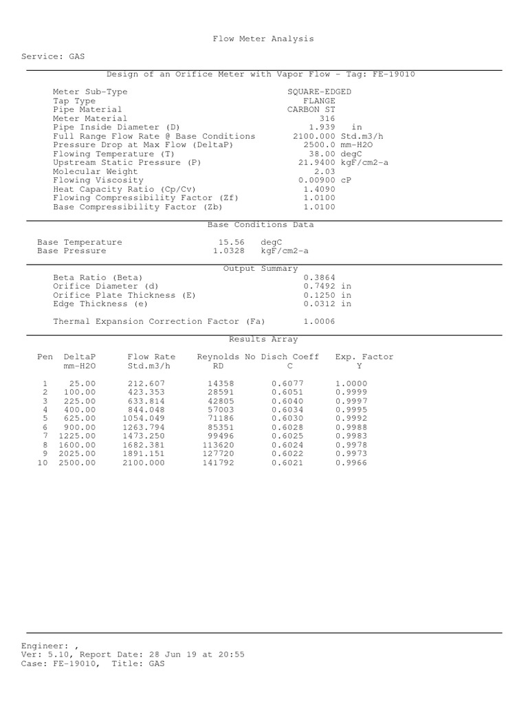 Flow Meter Analysis Pdf Fluid Dynamics Civil Engineering