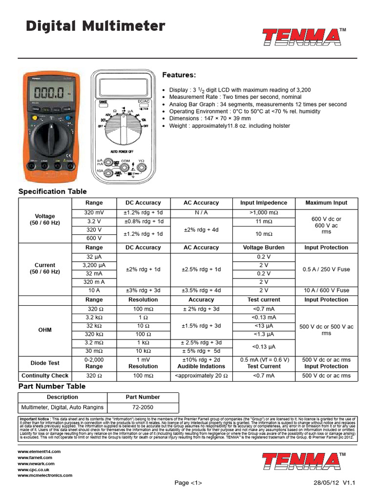 Digital Multimeter: Features | PDF | Electromagnetism | Electrical ...