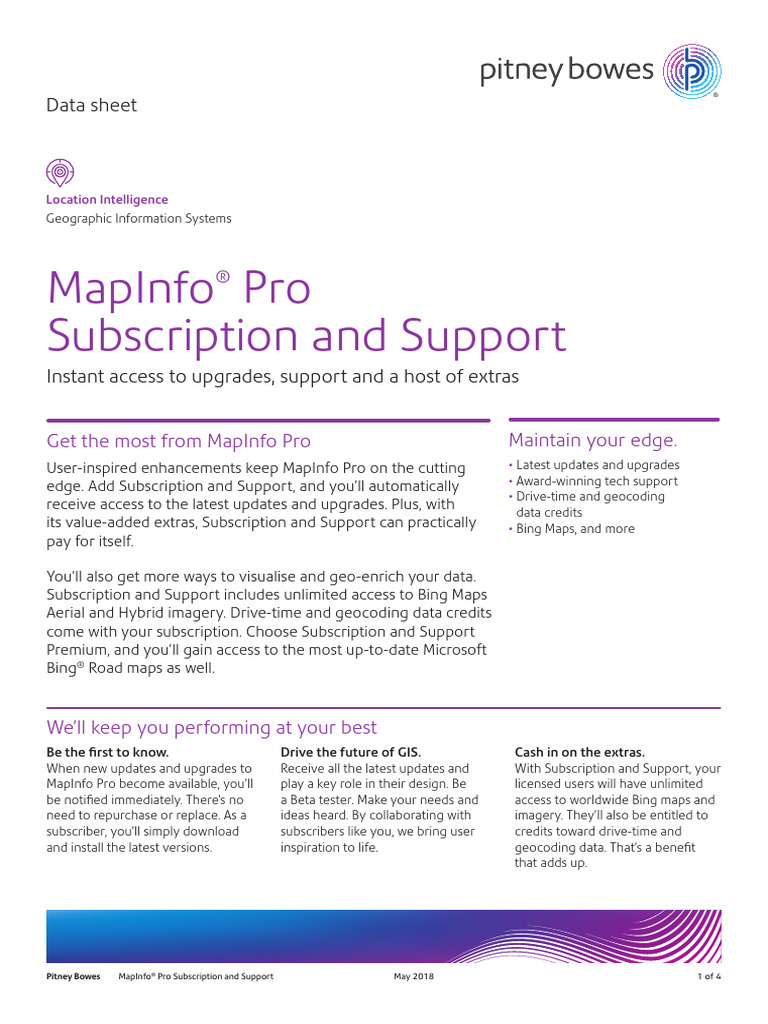 Mapinfo Pro v17 Support Datasheet | PDF | Subscription Business Model | Geographic Information ...