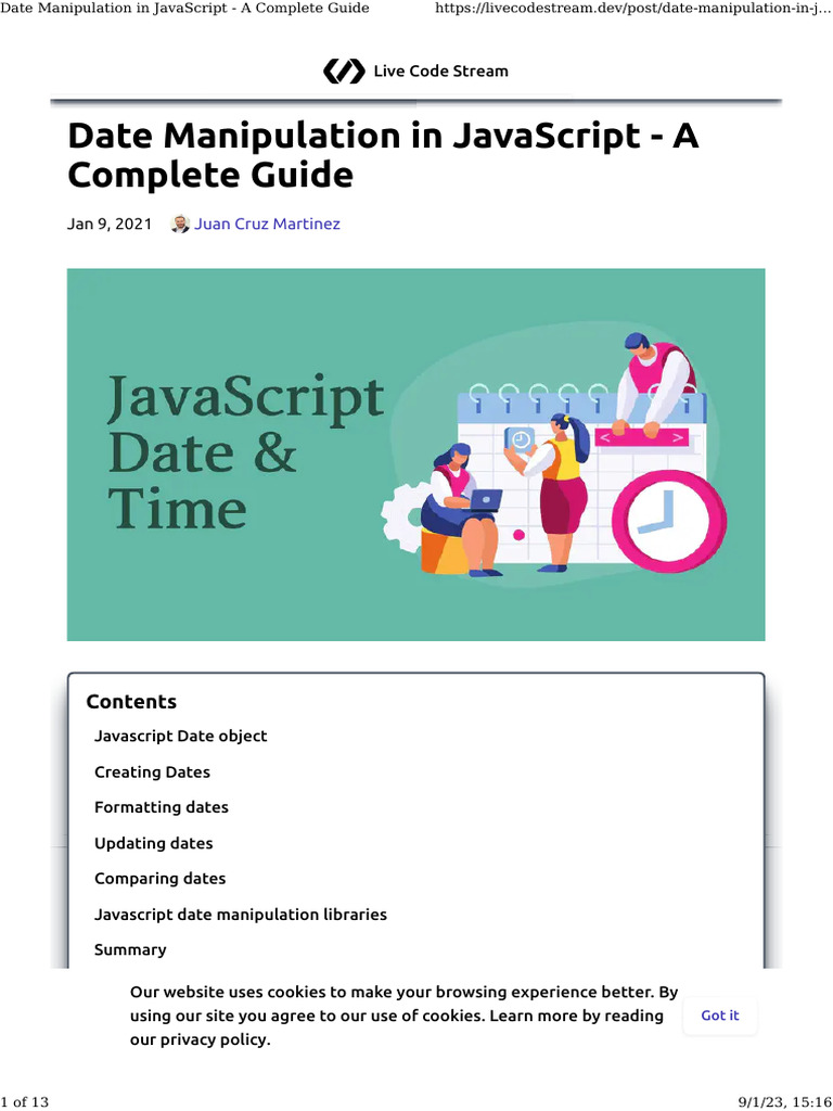 Date Manipulation in JavaScript - A Complete Guide | PDF | Http Cookie ... Date Manipulation in JavaScript - A Complete Guide | PDF | Http Cookie ...