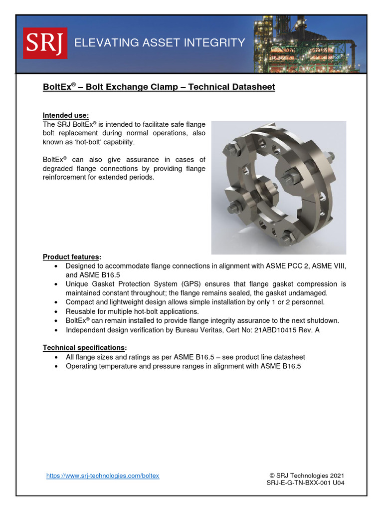 SRJ BoltEx® - Technical Datasheet | PDF | Mechanical Engineering | Gas Technologies