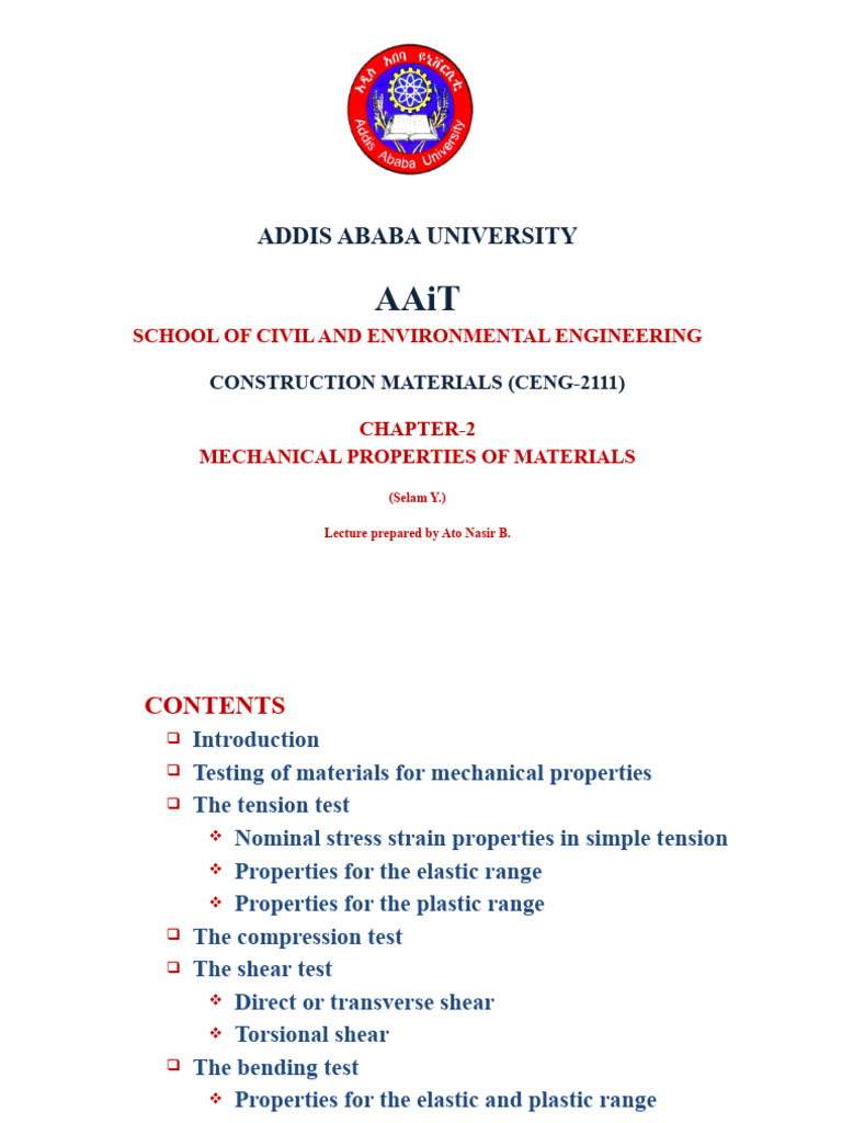 Chapter 2 Mechanical Properties Of Materials Pdf Deformation