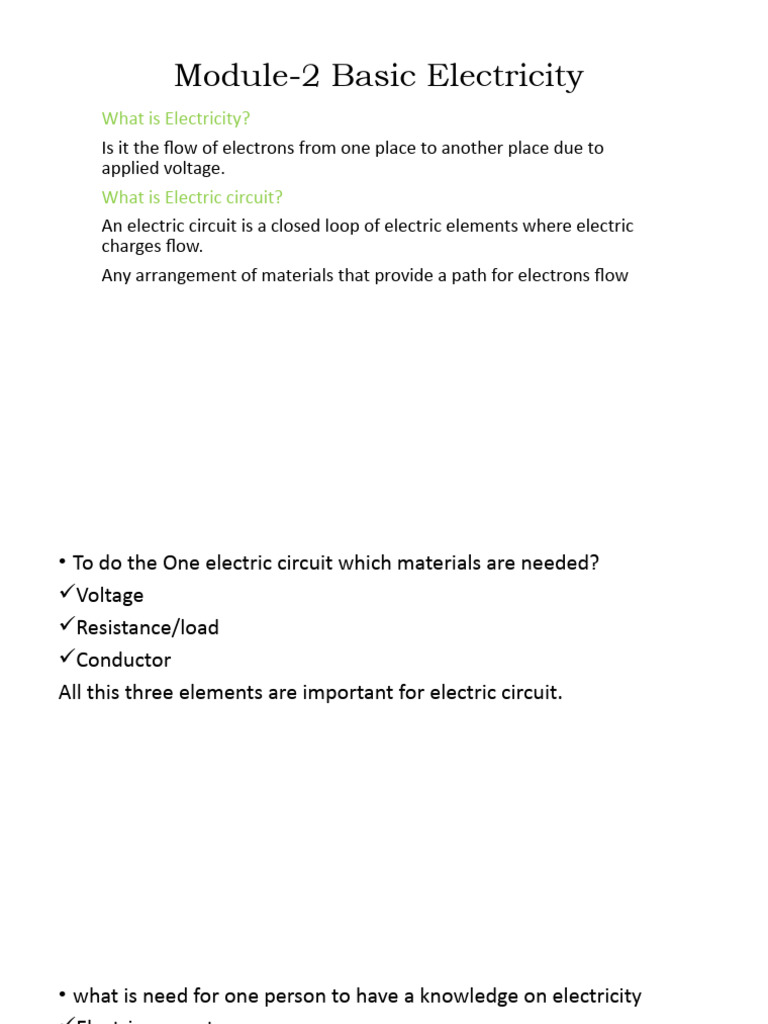 Module-2 Basic Electricity | PDF | Series And Parallel Circuits ...