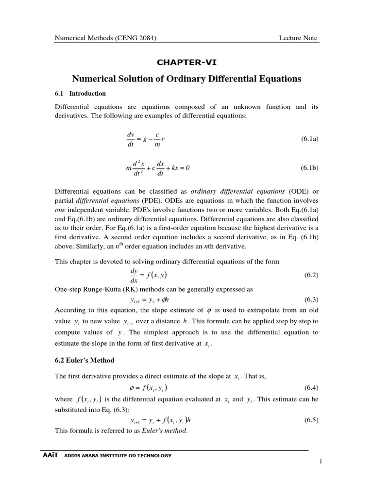 Chapter 7 Numerical Solution of Ordinary Differential Equations | PDF ...