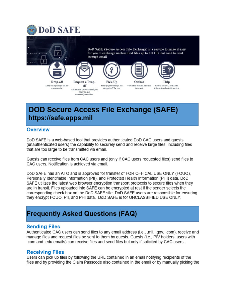 unclass-DoD SAFE FAQs v1.2 | PDF | Encryption | Computer File