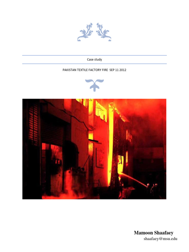Baldia Town Garment Factory Fire - Case Study (Autorecovered) | PDF | Fires | Firefighting