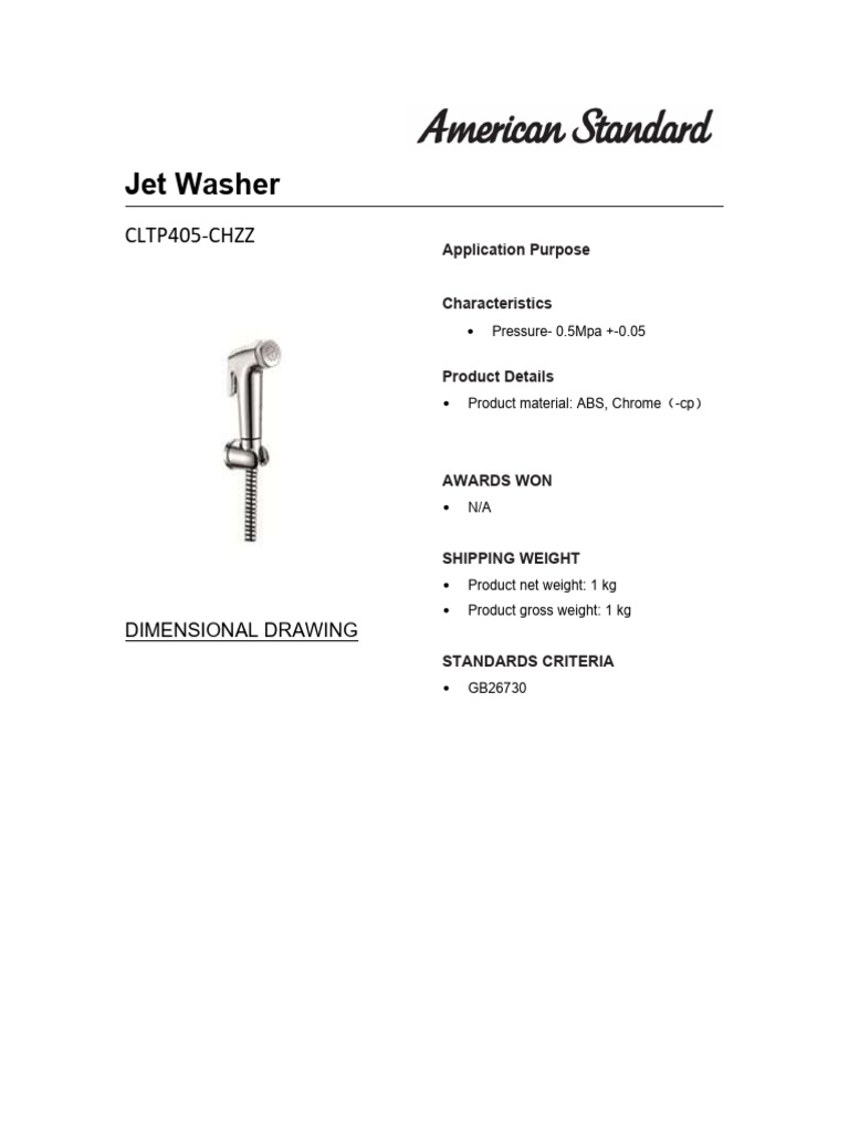 Jet Washer - Spec Sheet | PDF