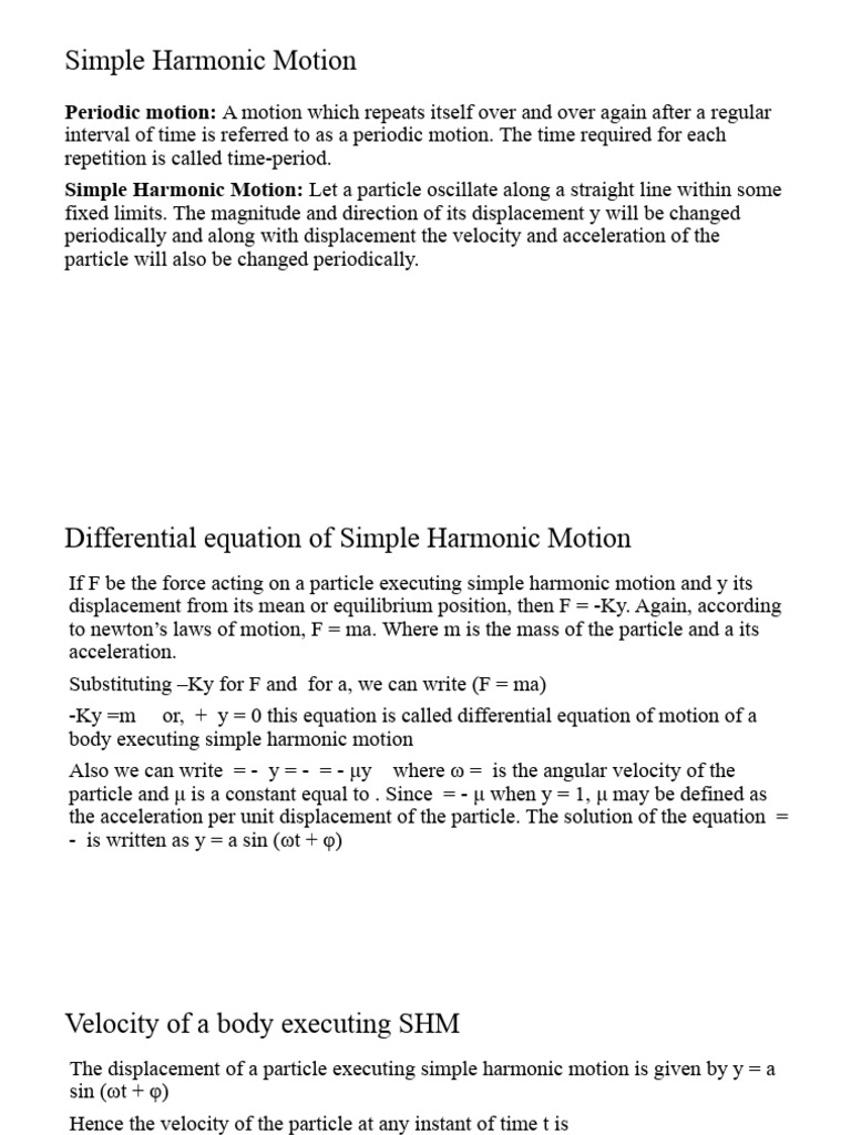 Simple Harmonic Motion 1 | PDF | Oscillation | Force
