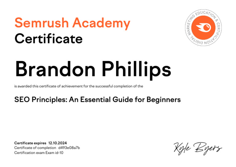 BP Semrush Certificate | PDF