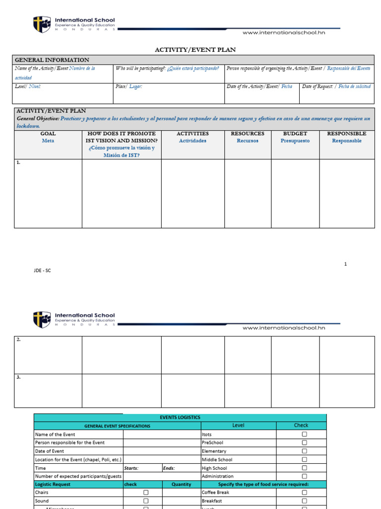 Activity Plan Template | PDF | Food And Drink