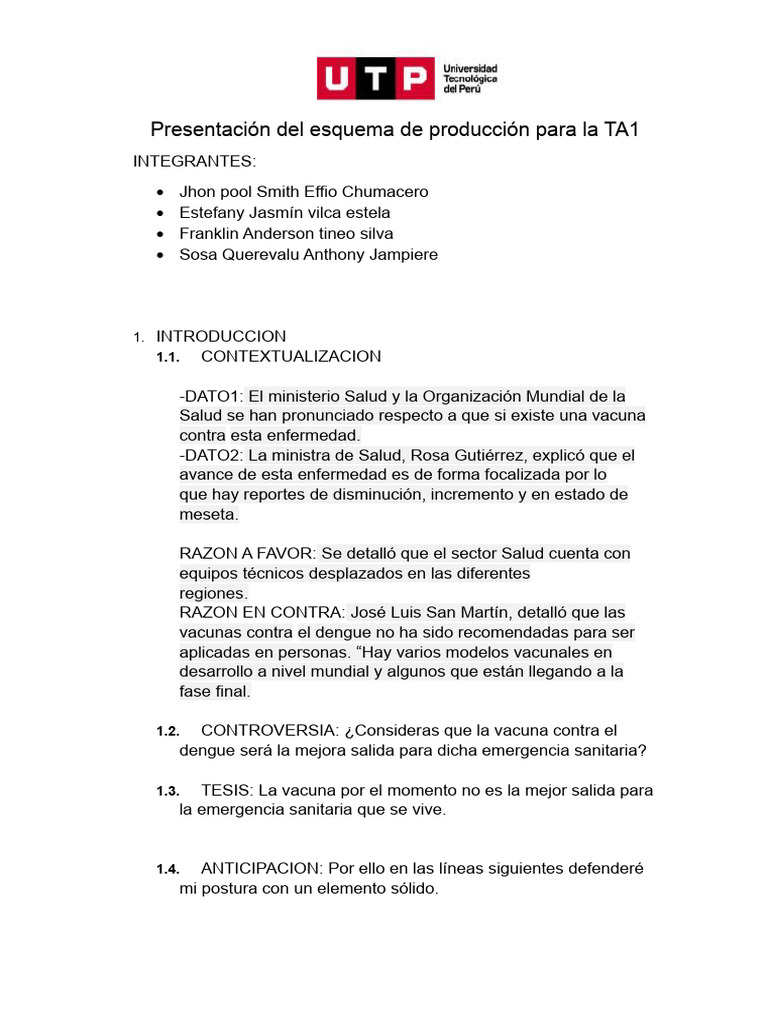 Presentación Del Esquema de Producción para La TA1 | PDF | Vacunas | Epidemiología