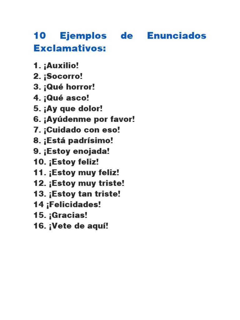 10 Ejemplos de Enunciados Exclamativos | PDF