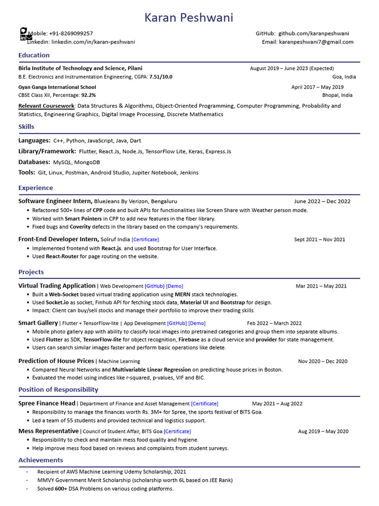 Karan Resume Latest | PDF | Computer Engineering | Computing